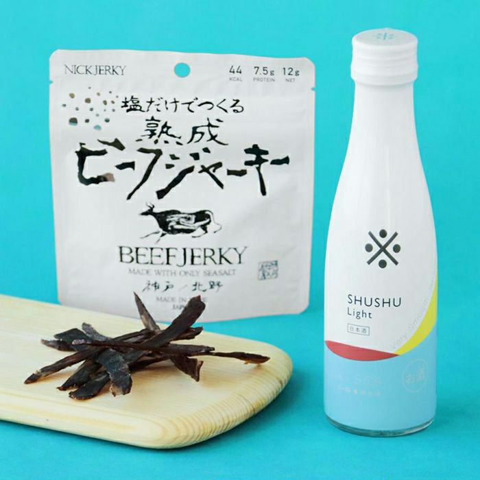 [沢の鶴]おつまみ&お酒セット 神戸発 純米酒SHUSHU Light(シュシュ・ライト)180ml & 塩だけでつくる熟成ビーフジャーキー ...